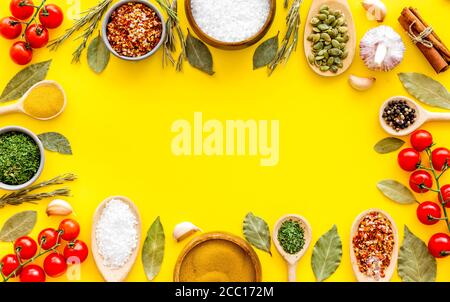 Top view spices frame with copy space. Resolution and high quality ...