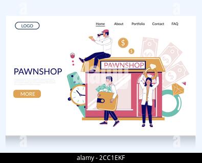 Pawnshop vector website template, landing page design for website and ...