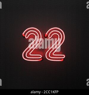 Number twenty-two (number 22) with red transparent stripe on white ...