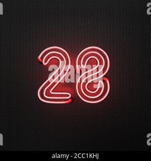 Red number 28 (number twenty-eight) with golden symbols endless knot ...