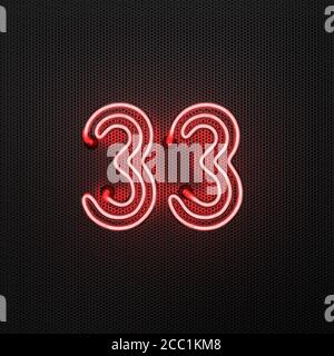 Number thirty-three (number 33) with red transparent stripe on white ...