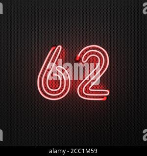 3D Shiny Red Number Sixty Two Percent 62% Isolated on White Background ...