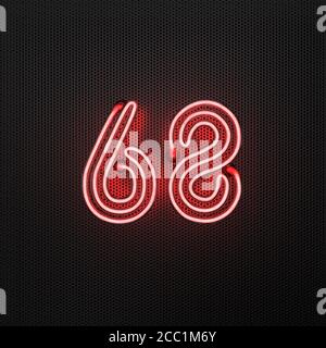 Number sixty-eight (number 68) with red transparent stripe on white ...