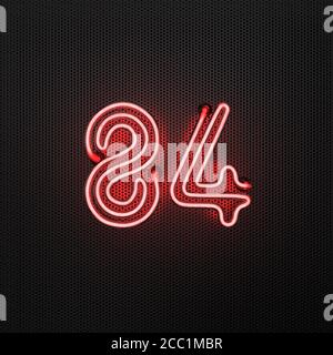 number 84 (number eighty-four) perforated with small holes on the metal ...