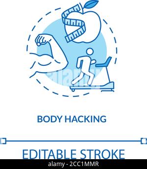 Body hacking concept icon. Healthy lifestyle, biohacking idea thin line ...