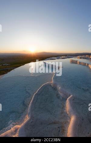 Pamukkale travertine sunset Stock Photo - Alamy