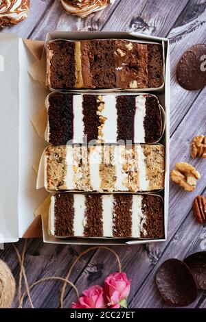 Assorted Different Pieces of Cake in One Dessert, Cake Made of Four ...