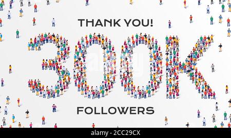 Thank you 300k followers congratulation background with emoticon ...