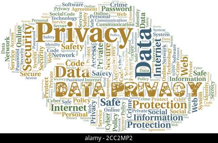 Data privacy word cloud concept. Collage made of words about data ...