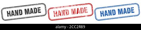 hand made stamp. hand made rectangular stamp isolated on white ...
