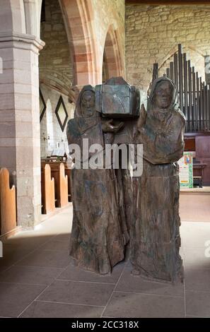 St Cuthbert sculpture by Fenwick Lawson in grounds of Lindisfarne ...