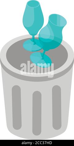 Inorganic waste icon isometric vector. Two multicolored tin can in ...