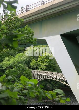 The Clunie footbridge is directly underneath the road bridge taking the ...