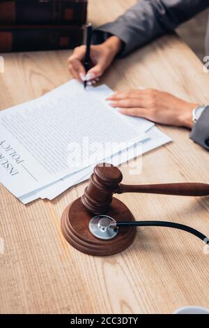 High Angle View Of Judge Gavel With Smart Phone Near Justice Scale ...