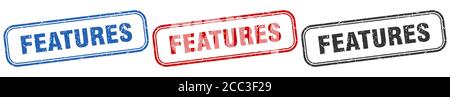 features stamp. features rectangular sign isolated on transparent ...