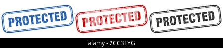 protected stamp. protected rectangular sign isolated on transparent ...