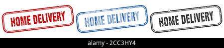 home delivery stamp. square grunge sign isolated on white background ...