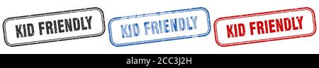kid friendly grunge stamp set. kid friendly band sign Stock Vector ...