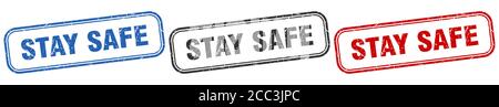 stay safe square stamp. stay safe grunge sign set Stock Vector Image ...