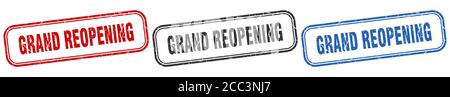 grand reopening stamp. grand reopening rectangular stamp isolated on ...