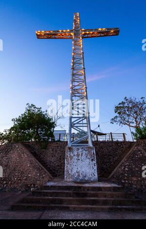 The cross on the Mount Tapyas summit in Coron town, Busuanga island in ...