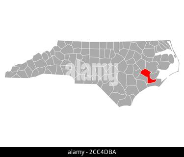 Map of Craven in North Carolina Stock Photo - Alamy