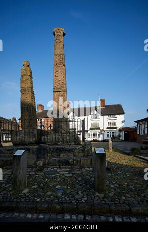 Sandbach in Cheshire with ancient saxon stone crosses Stock Photo - Alamy