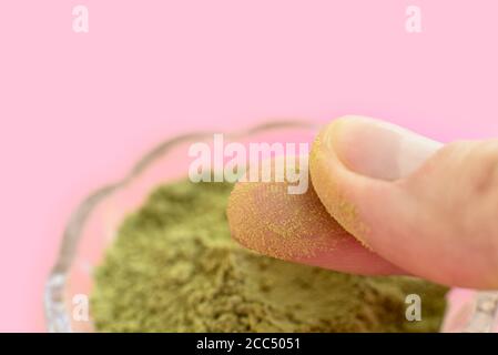 natural henna powder, Concept female beauty and cosmetology. Eyebrow ...