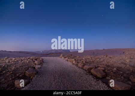 Night stars view in Makhtesh (crater) Ramon, the Negev Desert, Southern ...