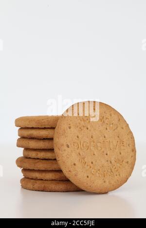 Generic Sweetmeal Digestive biscuits stacked in a pile isolated on ...