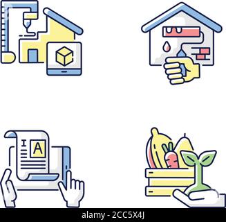 Building restoration outline icons collection. Rebuilding, Preservation ...