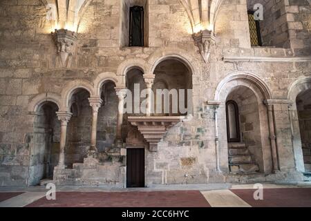 Arched gallery with a staircase leading to a pulpit of Refectory at the ...