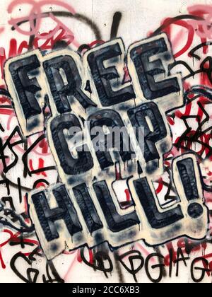 Seattle, USA – Jun 9, 2020: CHAZ sign late in the day on Capitol Hill ...