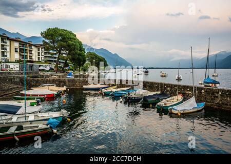 Sunset at Lake Maggiore, Locarno, Switzerland Stock Photo - Alamy