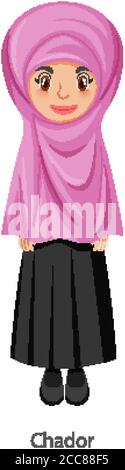 A woman wearing Chador Islamic traditional veil cartoon character ...