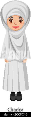 A woman wearing Chador Islamic traditional veil cartoon character ...