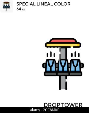 Amusement park drop tower flat vector illustration Stock Vector Image ...