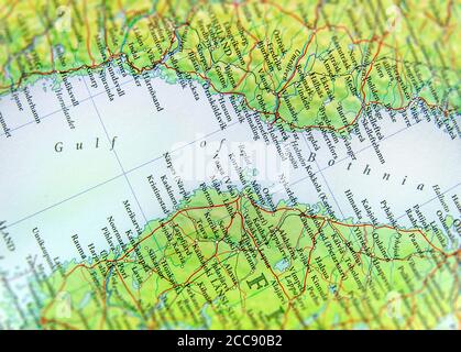Geographic map of European Gulf of Bothnia Stock Photo - Alamy