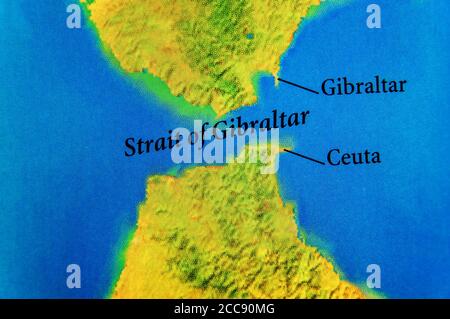 Geographic map of European Strait of Gibraltar Stock Photo - Alamy