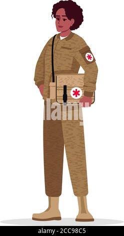 Military doctor semi flat RGB color vector illustration Stock Vector ...