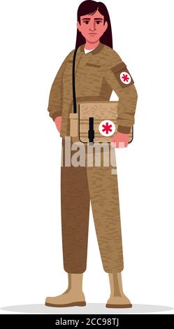 Military doctor semi flat RGB color vector illustration Stock Vector ...