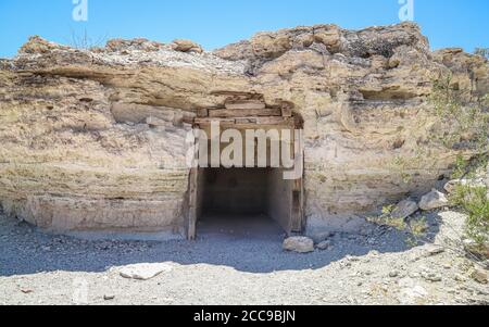 SHOSHONE, CALIFORNIA, UNITED STATES - Mar 20, 2019: A row of miners ...