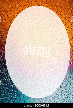 Amber and Blue portrait border design with droplets of water and ...