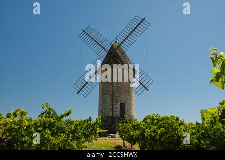 Traditional old French Windmill, Moulin a vent de Boisse, in the Lot ...