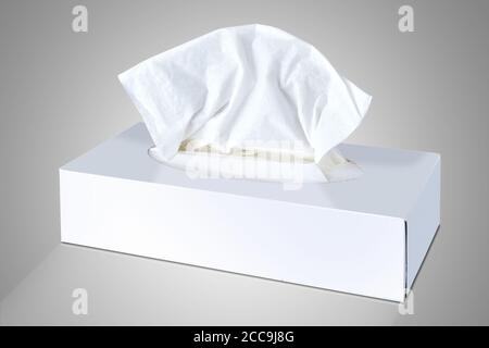 Blank tissue from White Cosmetic Tissues Box isolated on white ...