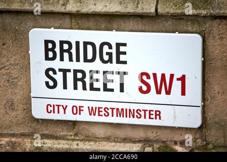 Street sign for Bridge Street,, Westminster SW1, London, England Stock ...