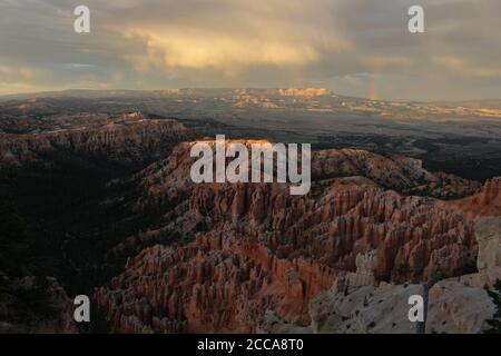 Rare photo of a double rainbow after a thunderstorm at sunset in Bryce ...