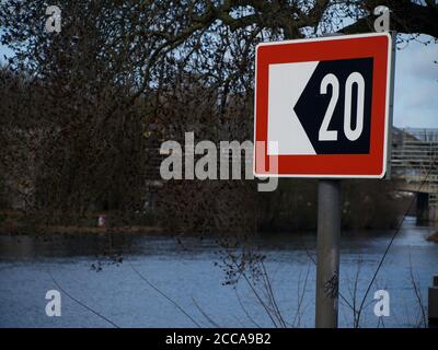 Naval sign saying "keep 20m distance from the coastline Stock Photo - Alamy