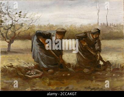 Vincent Van Gogh - Two Peasant Women Digging Field with Snow 1890 Stock ...