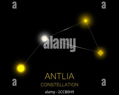 Antlia constellation. Starry night sky. Cluster of stars and galaxies ...